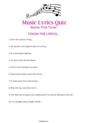 Music Lyric Quiz - Name That Tune and Finish The Lyrics Rounds (2023)