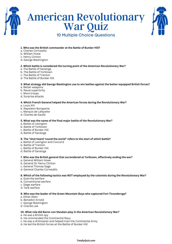 American Revolutionary War Quiz: 10 Questions (2023)