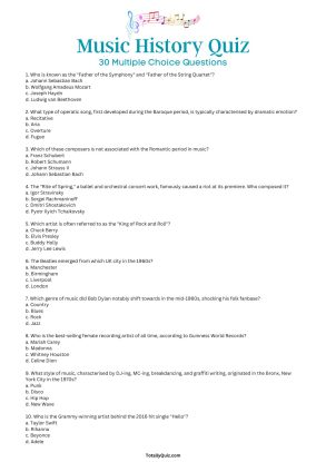 Music History Quiz - Totally Quiz