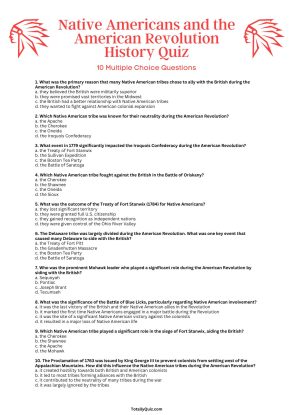 Native Americans and the American Revolution History Quiz (2023)