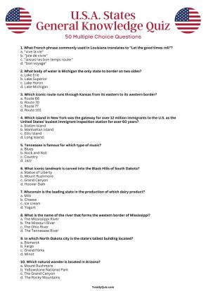 USA States General Knowledge Quiz: 50 Questions (2023)