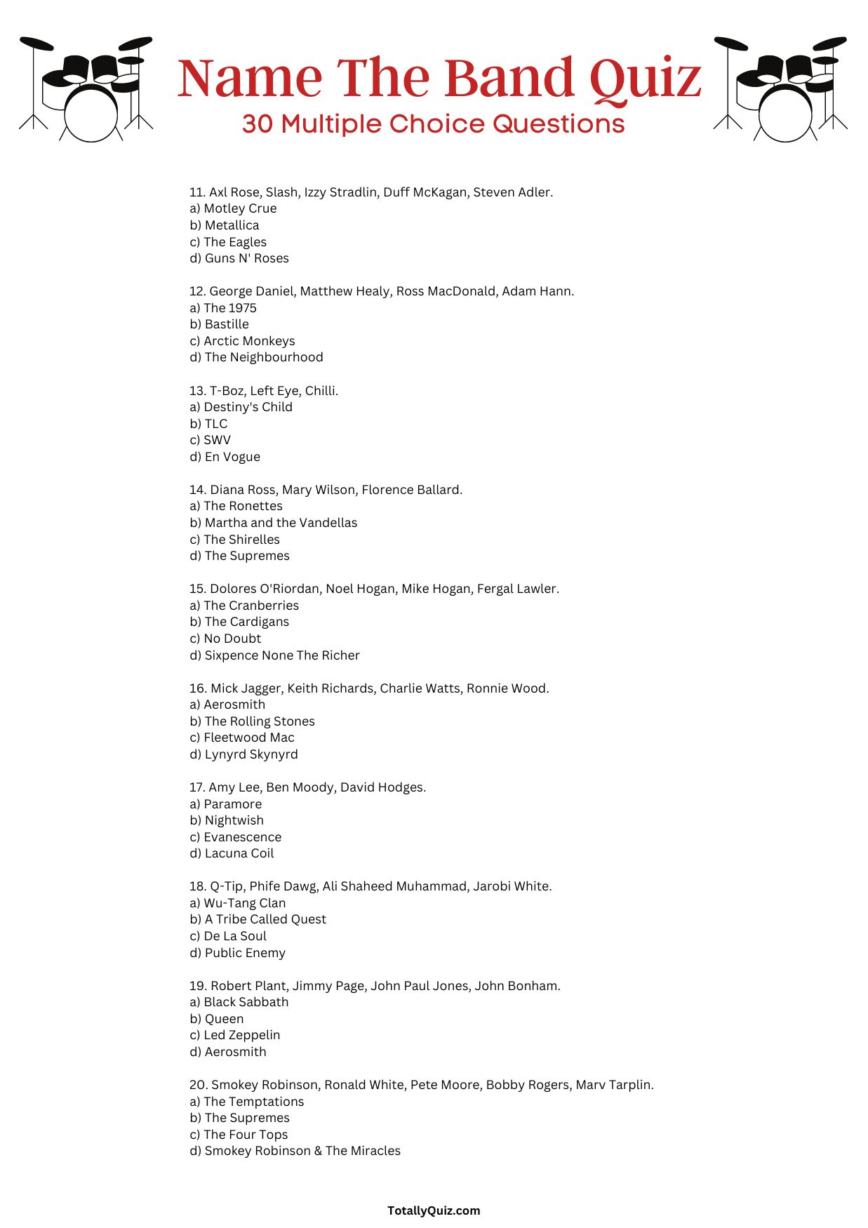 Name The Band Quiz: 30 Questions (2023)