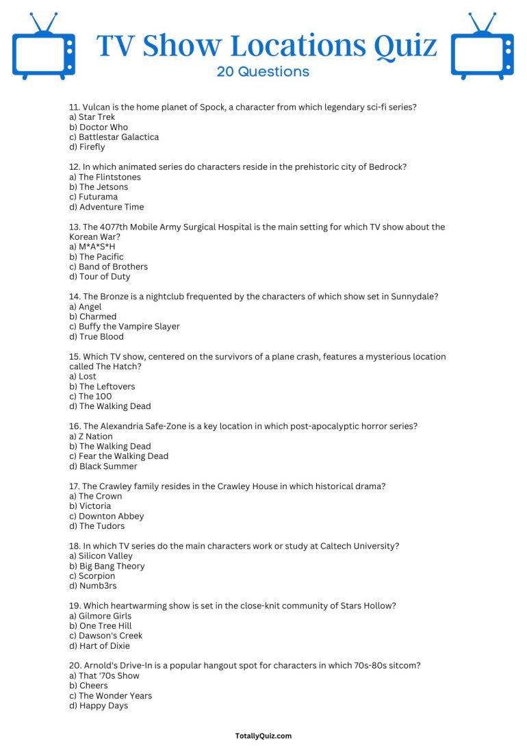 TV Locations Quiz: 20 Television Show Locations Questions